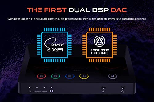Creative Sound Blaster GC7 Game Streaming DAC Amp ft Programmable Buttons, 7.1 Virtual Surround, External USB Sound Card for Gaming PC, GameVoice Mix, for PC, PS4/PS5, Nintendo Switch, Xbox (Renewed)