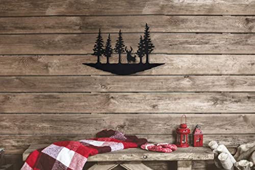 Whitetail Deer Buck Pines | Laser Cut Metal Wall Art Sign for Rustic Home, Cabin, Garage, and Man Cave Decor | BIG GAME STEEL