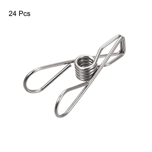 uxcell Tablecloth Clips - 50mm Stainless Steel Wire Clamps for Fixing Table Cloth Hanging Clothes, 24 Pcs