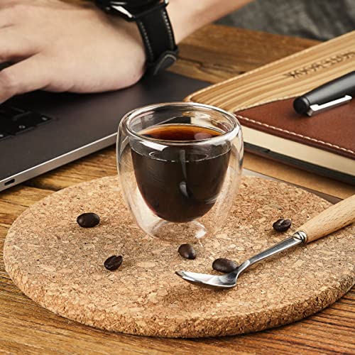 triaqua Espresso Cups, 2.8oz, Set of 2, Double Walled Glasses, Insulated Borosilicate Tea Cups