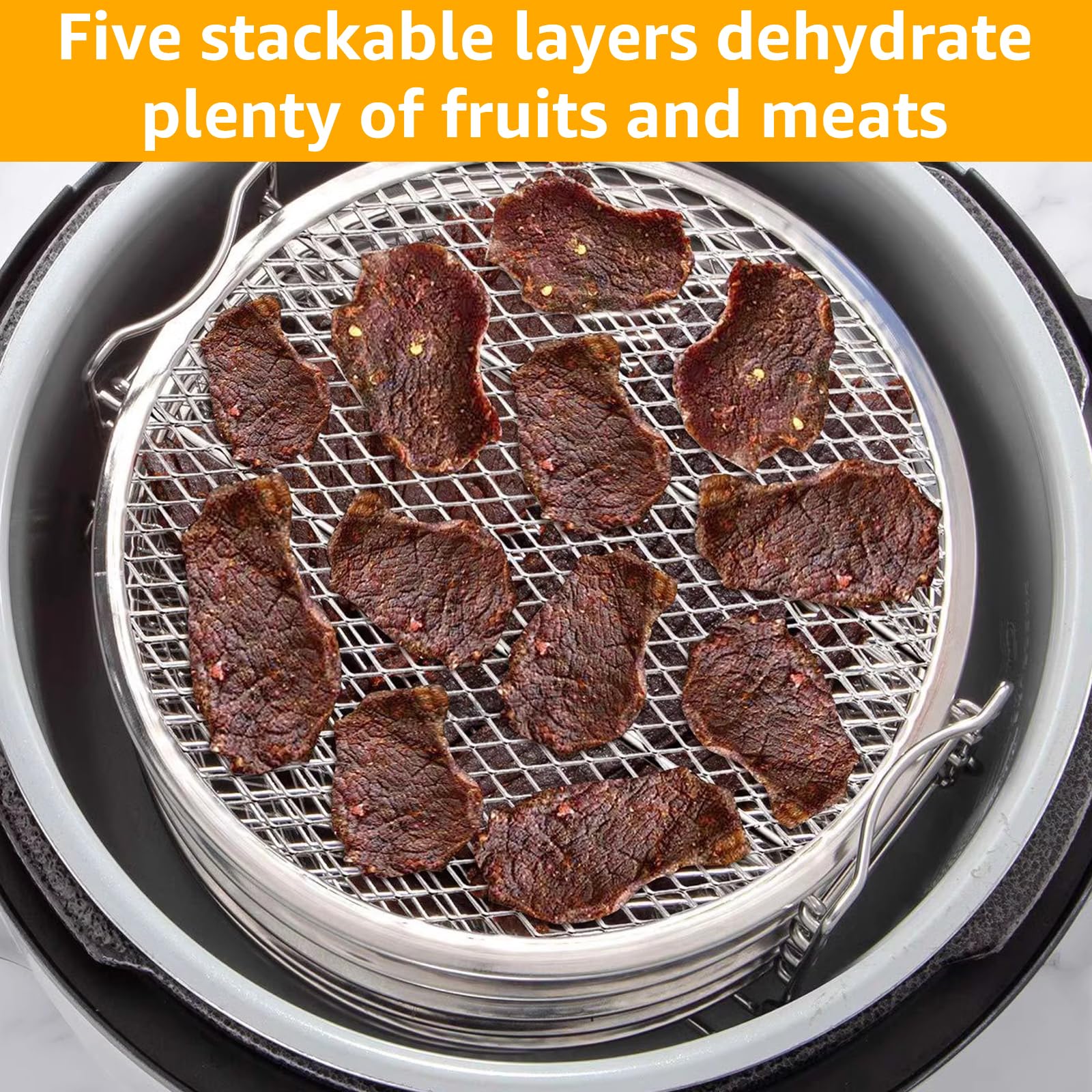 GBACHOOSE Dehydrator Rack Stainless Steel Stand Accessories Compatible with Instant Pot 8 Qt Pressure Cooker and Air Fryer Rack, Stainless Steel Cooker Rack with Five Stackable Layers