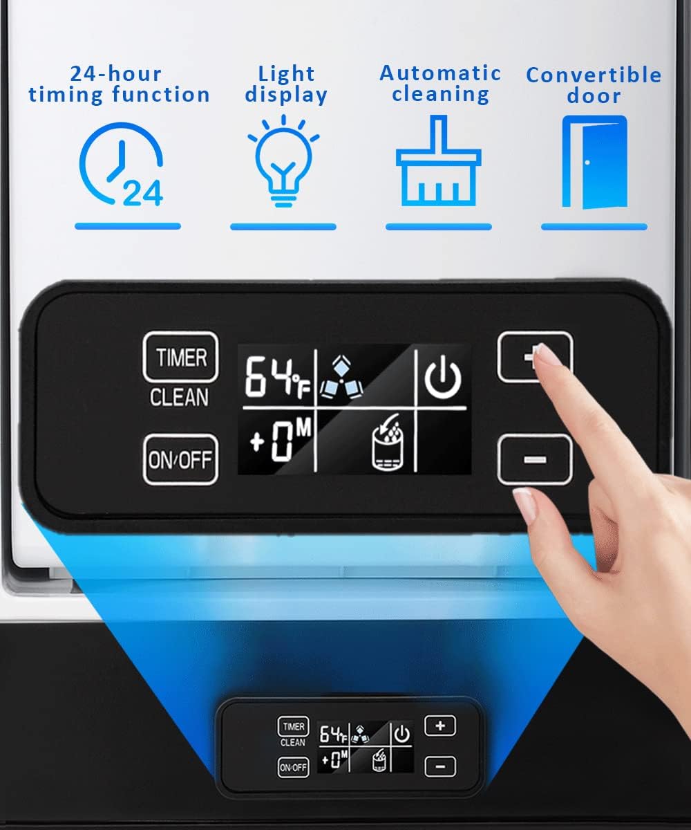 Joy Pebble Commercial Cube Ice Maker,Built-in Ice Maker Machine, 80lbs/Day, 40 Ice Cubes/Cycle, Reversible Door/Drain Pump, 24H Timer/Self-Cleaning, Under Counter Ice Cube Machine for Home Office