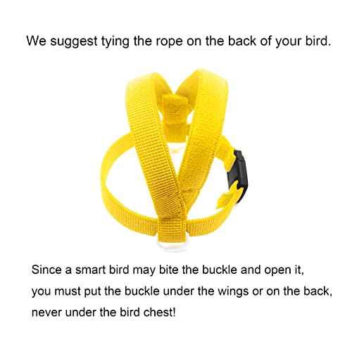 VANFAVORI Bird Harness with Buckle Clip and a Leash, Easy to Wear for Bird Parrots Cockatiel S Size Weight 85-105 Grams, Yellow