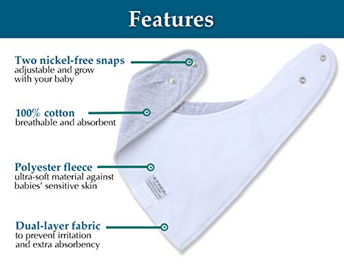 YMCF Baby Bandana Drool Bibs - 5 Pack 100% Cotton Absorbent Baby Bibs (Plaid)