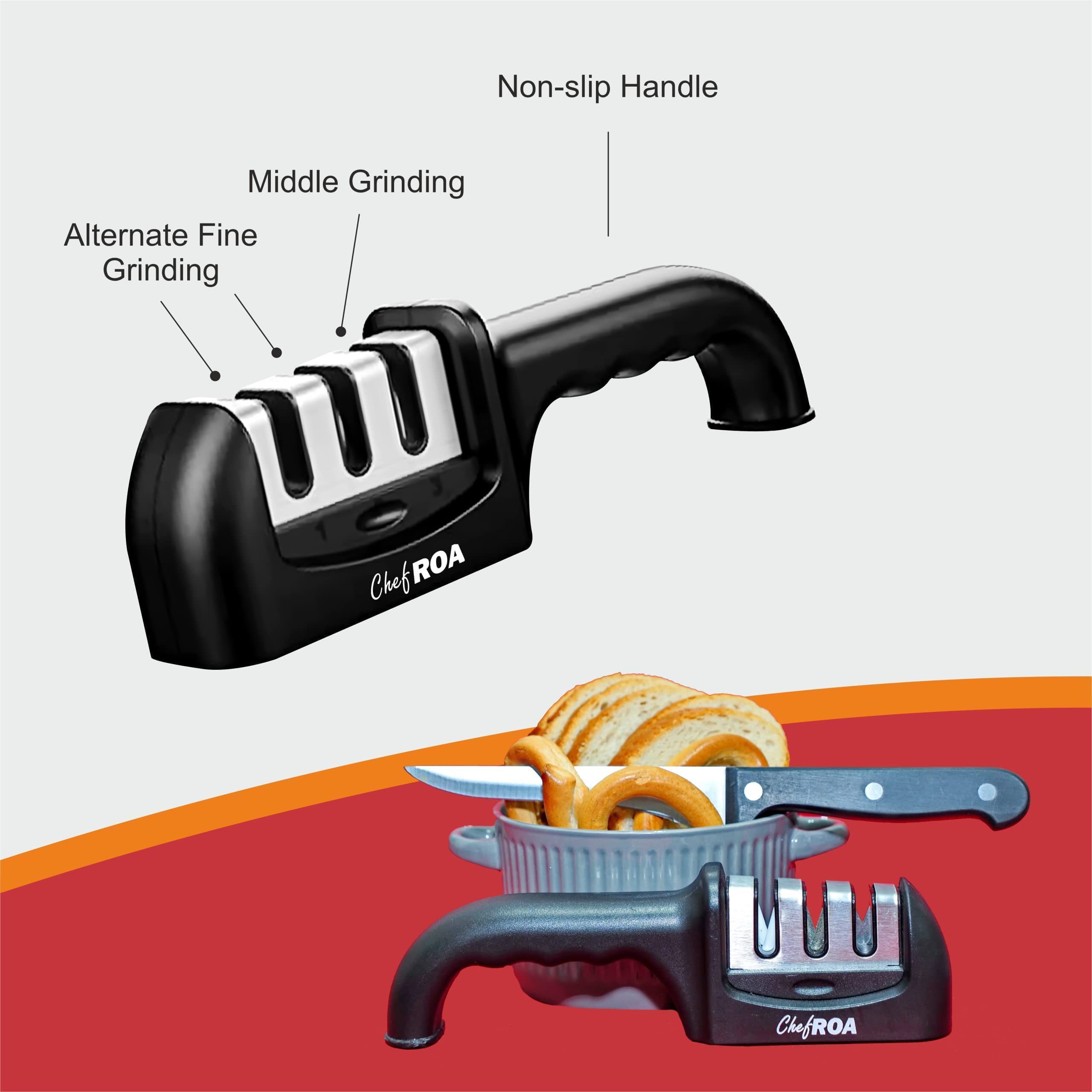 CHEF ROA Knife Sharpening Tool for Chef Knives - Blade Repair, Poket Knives,Restore, Black