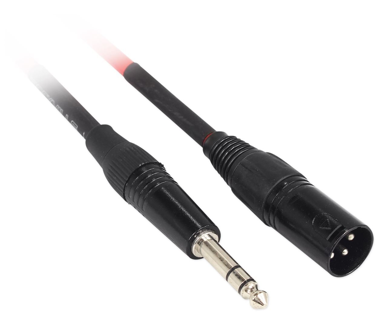 Rockville RCXMB3R 3' Male REAN XLR to 1/4'' TRS Cable Red 100% Copper, 3 FT (RCXMB3-R)