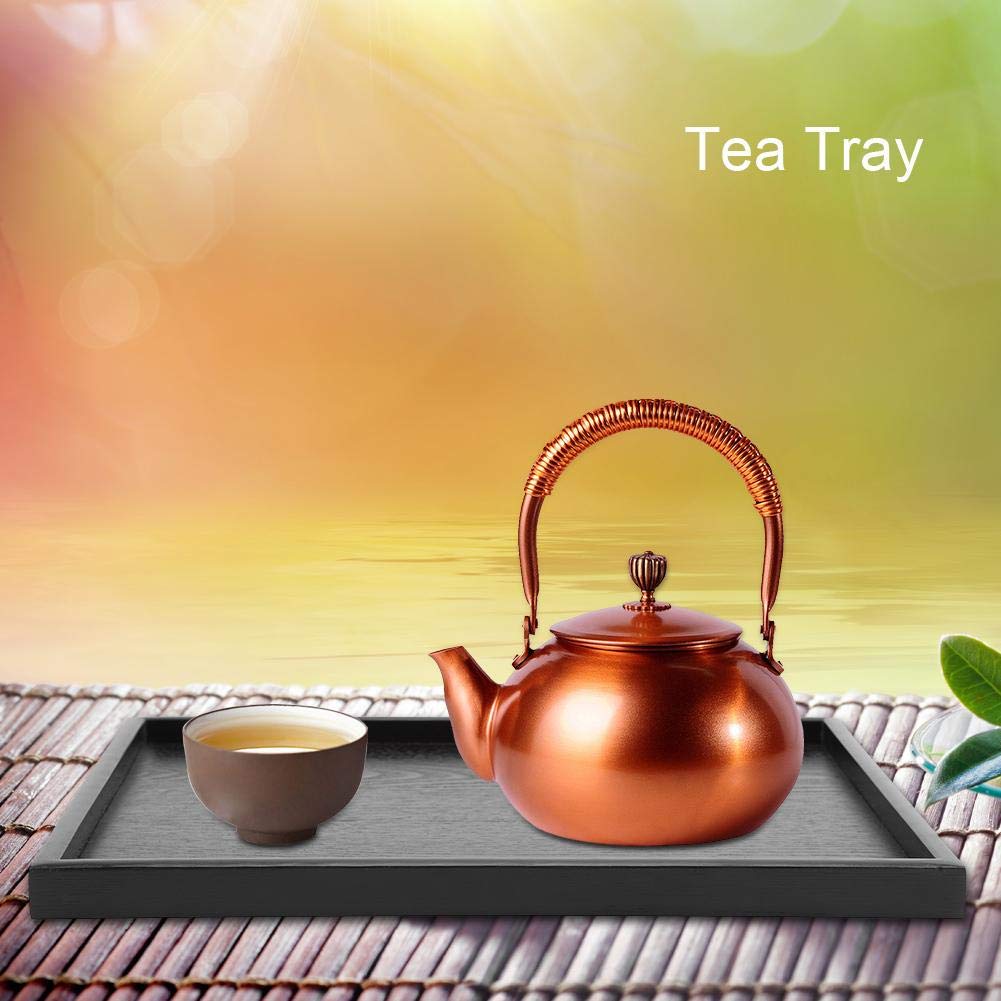 Fdit Rectangle Shape Solid Wood Tea Coffee Snack Food Meals Serving Tray Plate Home Hotel Restaurant Trays(36 x 27cm)