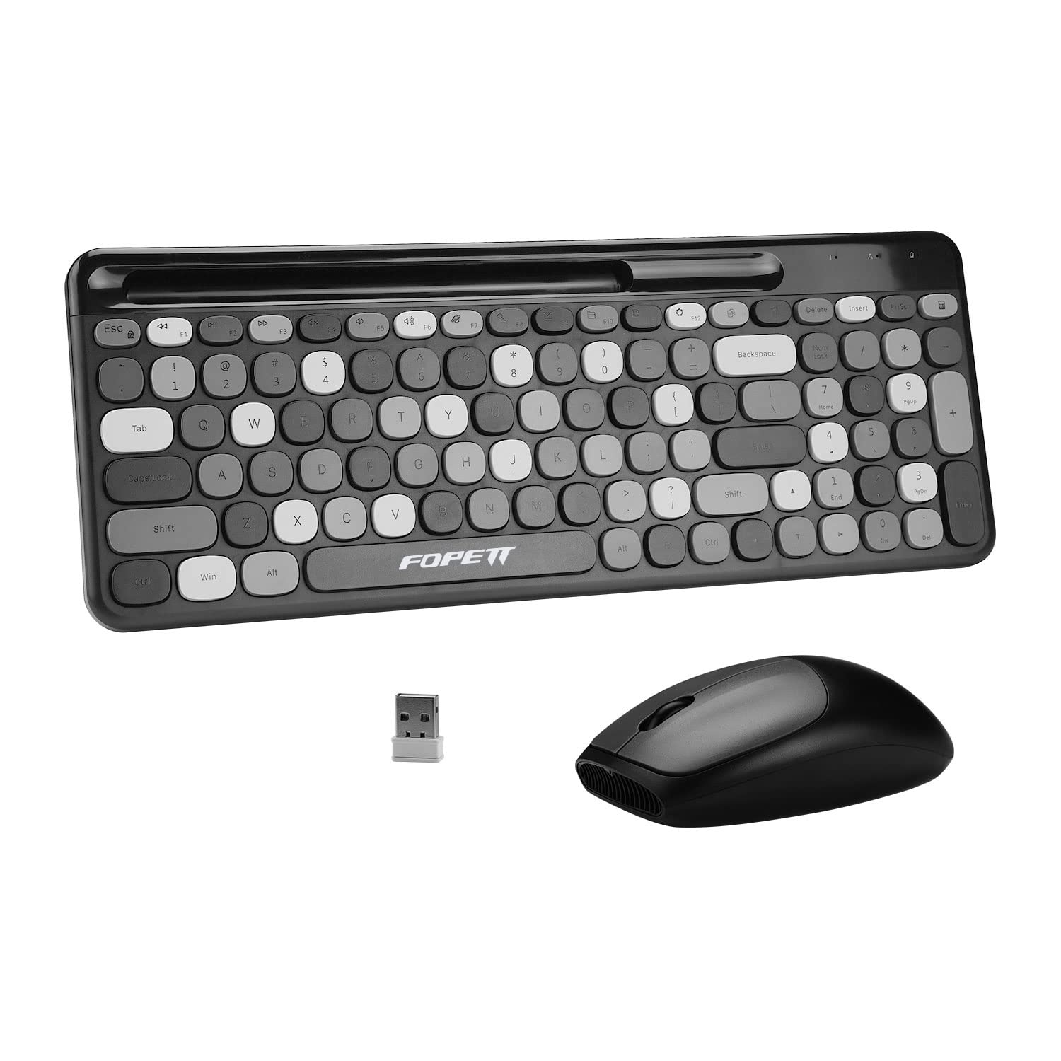 FOPETT Keyboard and Mouse Sets Wireless Keyboard and Mouse Sets,Reliable 2.4 GHz Connectivity for PC,Laptop,Smart TV and More (Grey Colorful)