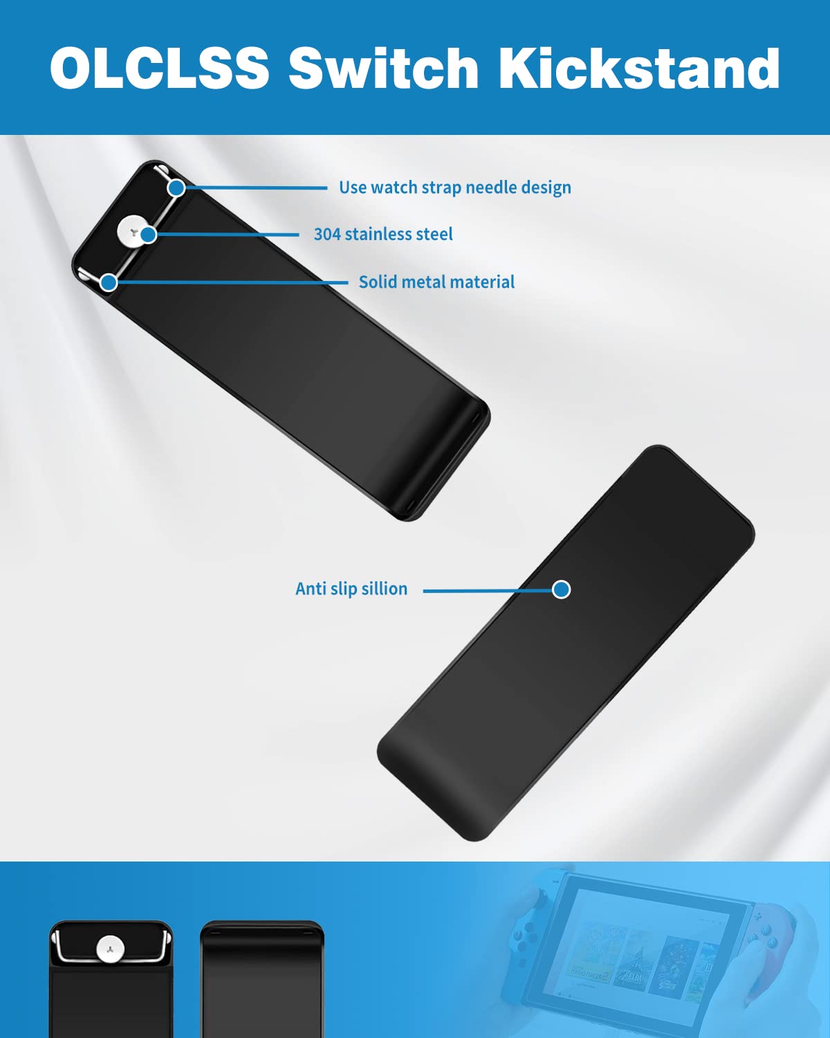 OLCLSS Kickstand Replacement for Nintendo Switch, Switch Kickstand Replacement Set Includings 2 Helloween Thumb Grip Caps and 4 Thumb Grip Caps