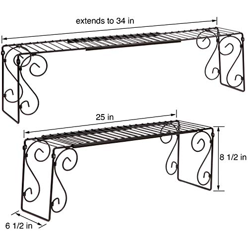 Expandable Scroll Metal 1 shelve,Over The Sink Shelf - Black