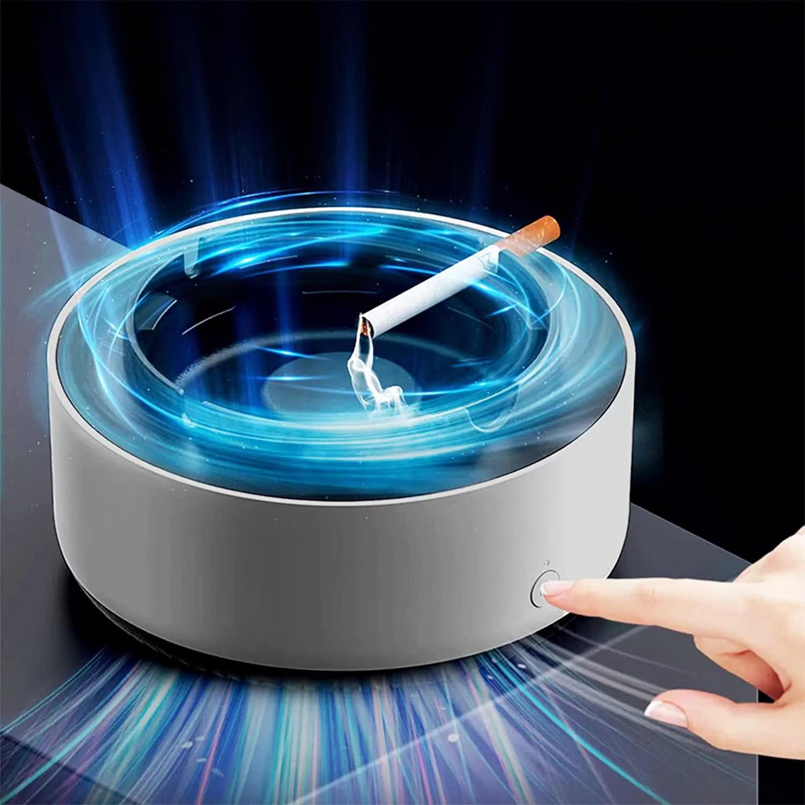 hopanrel 2 in 1 Air Purifier Ashtray Multifunctional Smokeless with Filter,Ashtrays for Cigarettes for Home Indoor Car Office (Grey)