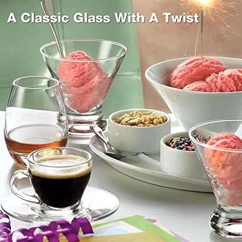 Qipecedm Martini Glasses Set of 4 (USA MADE), Crystal Cocktail Glasses 8 Ounces, Martini Glasses, Hand Blown Stemless Cocktail Glasses for Bar, Martini, Cosmopolitan, Manhattan, Gimlet, Brandy