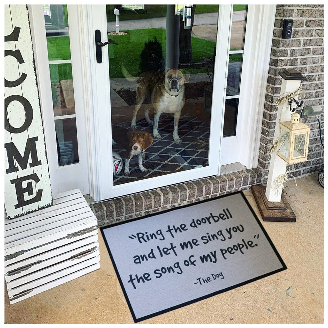 NYDECOR Front Door Mat Outdoor Indoor Enter Funny Doormat Outside Large Rubber Thin Non Slip Carpets for Bedroom Kitchen Patio Garden, 2' x 3'(The Dog)