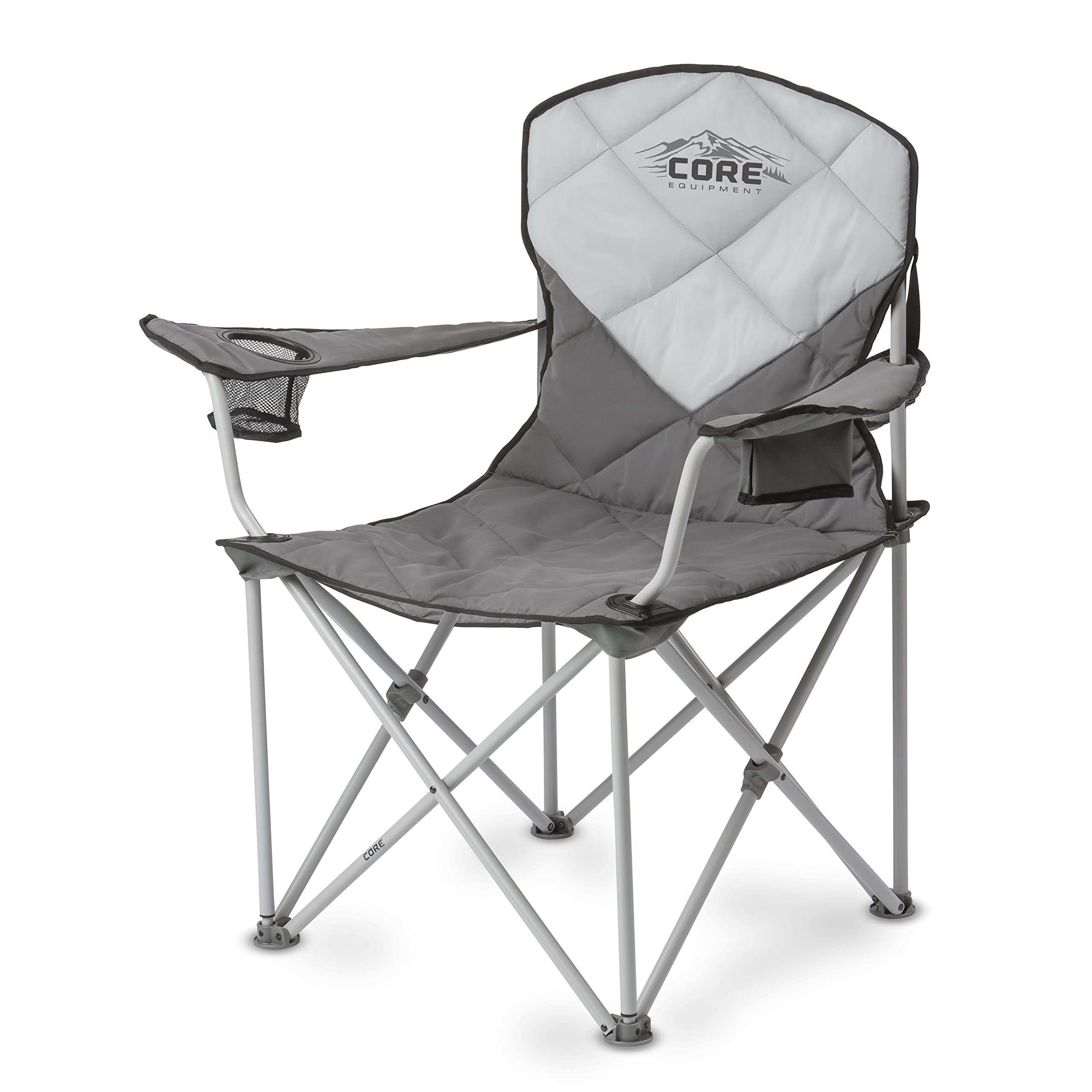 Core Equipment Folding Padded Quad Chair with Carry Bag, Gray