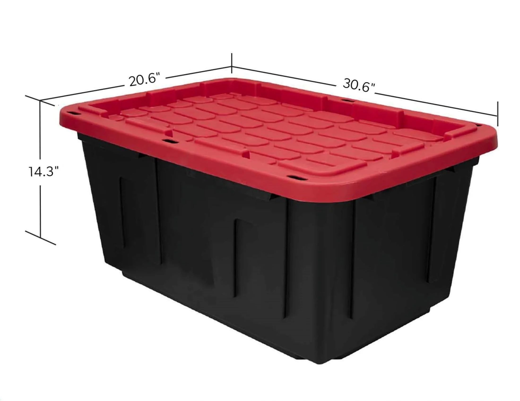 HAHPNGA 27 Gallon Plastic Storage Bin Tote Organizing Container With Durable Lid and Secure Latching Buckles, Stackable and Nestable Lid Plastic Storage Bin, 1 Pack, Black Base/Red Lid