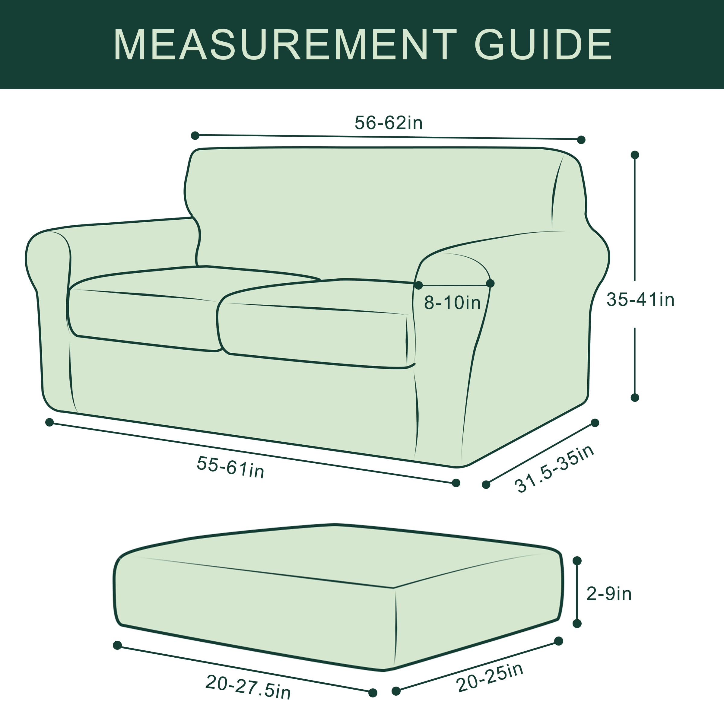 CHUN YI 3 Pieces Stretch Loveseat Sofa Cover for 2 Seater Couch, Washable Soft Sofa Slipcover with 2 Separate Seat Cushion Covers for Dogs, Checks Spandex Jacquard Fabric, Medium, White