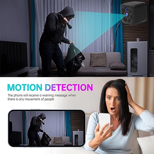 Crazytree Mini Wireless WiFi Camera Security Camera Built-in Battery - 120° Wide Angle Lens HD 1080P Nanny Camera with Night Vision, Remote Viewing for Security with iOS,Android Phone APP