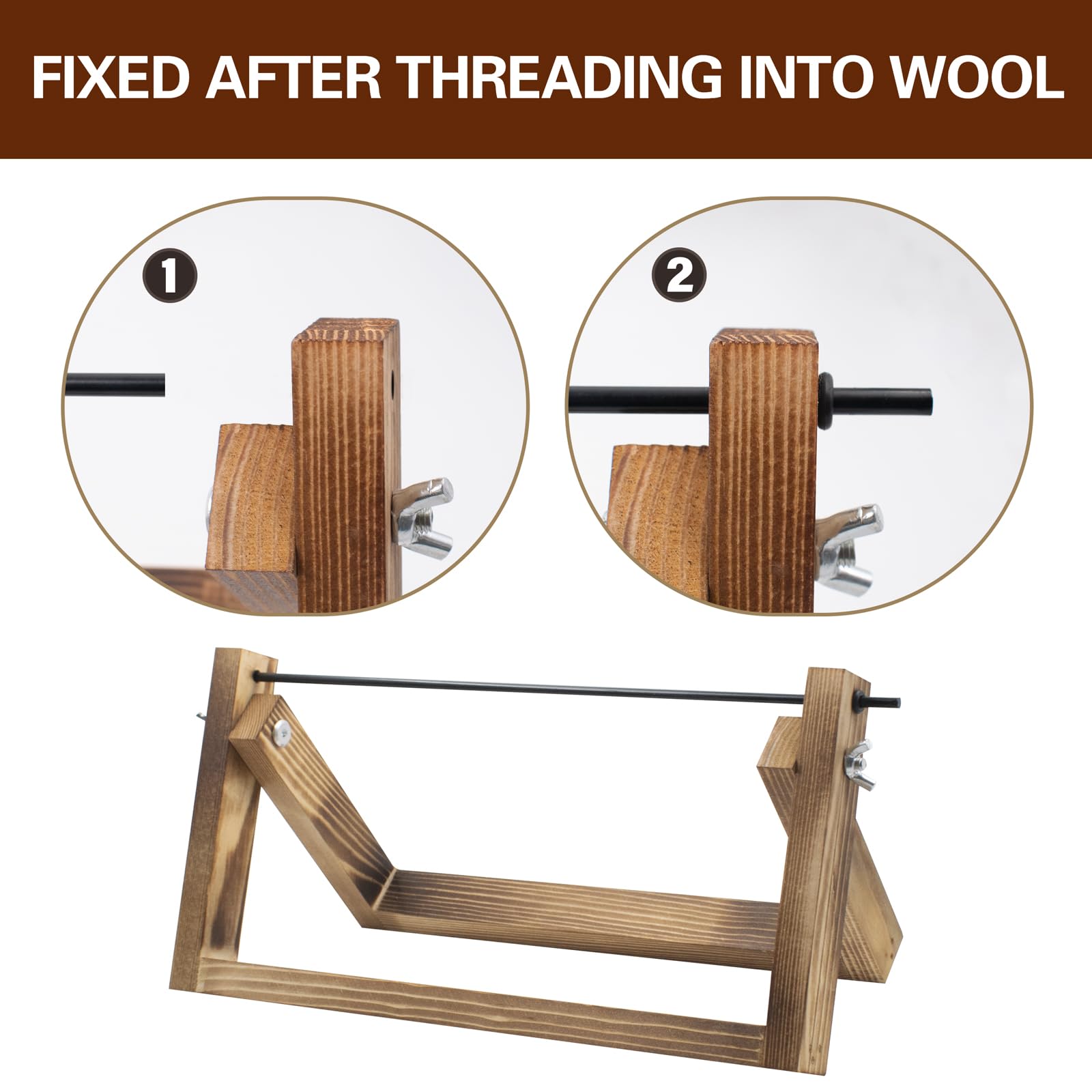 Horizontal Wooden Yarn Holder, Classic Spinning Yarn & Thread Holder Ball Holder for Crocheting Knitting Embroidery Accessory Gift Adjustable Embroidery Supply Tools for Art Craft, 11 * 5inch