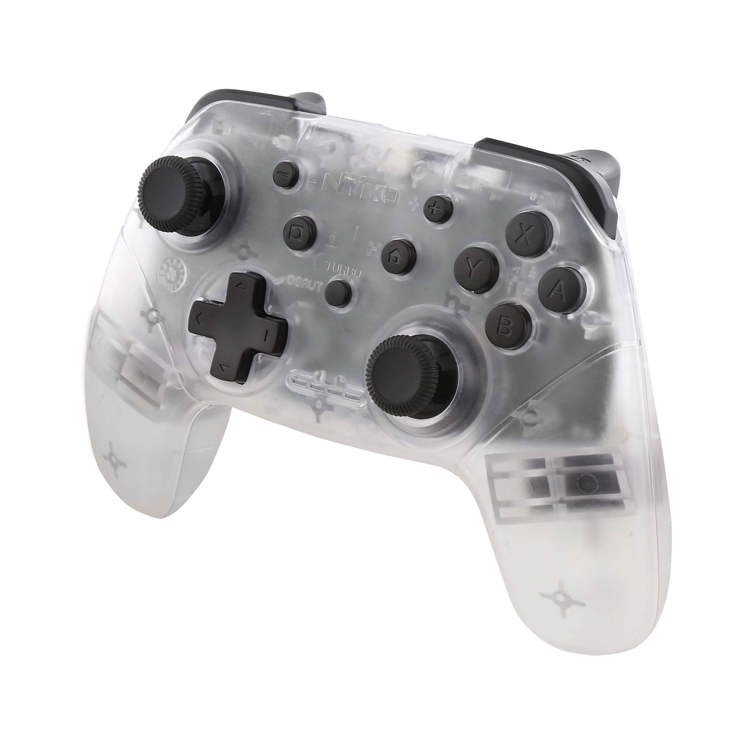 Nyko Wireless Core Controller for Nintendo Switch - Bluetooth Pro Controller Alternative with Turbo Programming, Ergonomic Design and Type C Charging Cable - Compatible w/ Android and PC (Clear)