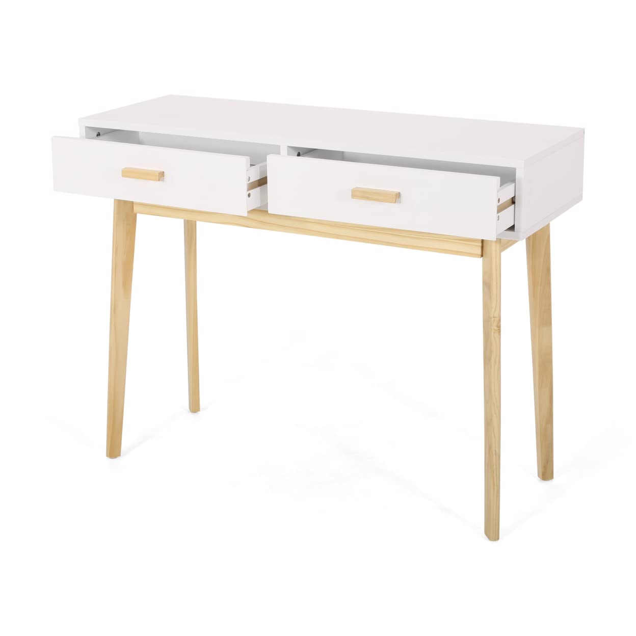 Christopher Knight Home Marcia 2 Drawer Console Table, Matte White, Natural
