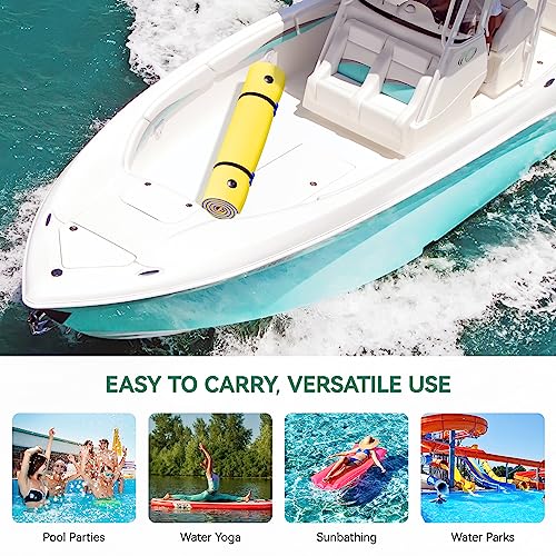 YITAHOME 9' X 6' Lake Floats Floating Mat Water Mat Inflatable Rafts Lily Pad Pools Beach, XPE Floating Island for Kid Adults, Yellow