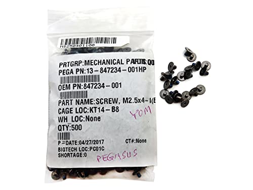Nylok Patch Flat Phillips Head M2.5x4mm Screws 500 Pieces Package 847234-001 Compatible Replacement Spare Part for HP Compatible and Other Systems