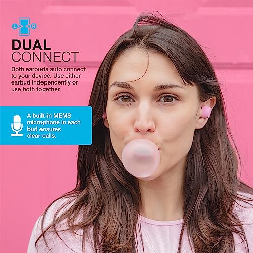 JLab Go Air Pop True Wireless Bluetooth Earbuds + Charging Case, Pink, Dual Connect, IPX4 Sweat Resistance, Bluetooth 5.1 Connection, 3 EQ Sound Settings Signature, Balanced, Bass Boost