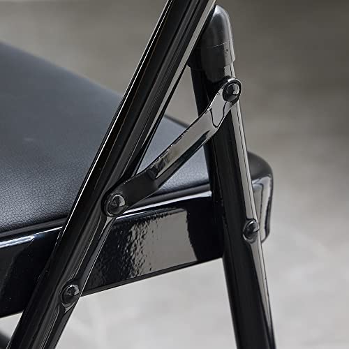 Karl home 6 Pack Black Folding Chairs with Padded Seats for Outdoor & Indoor, Portable Stackable Commercial Seat with Steel Frame for Events Office Wedding Party, 330lbs Capacity
