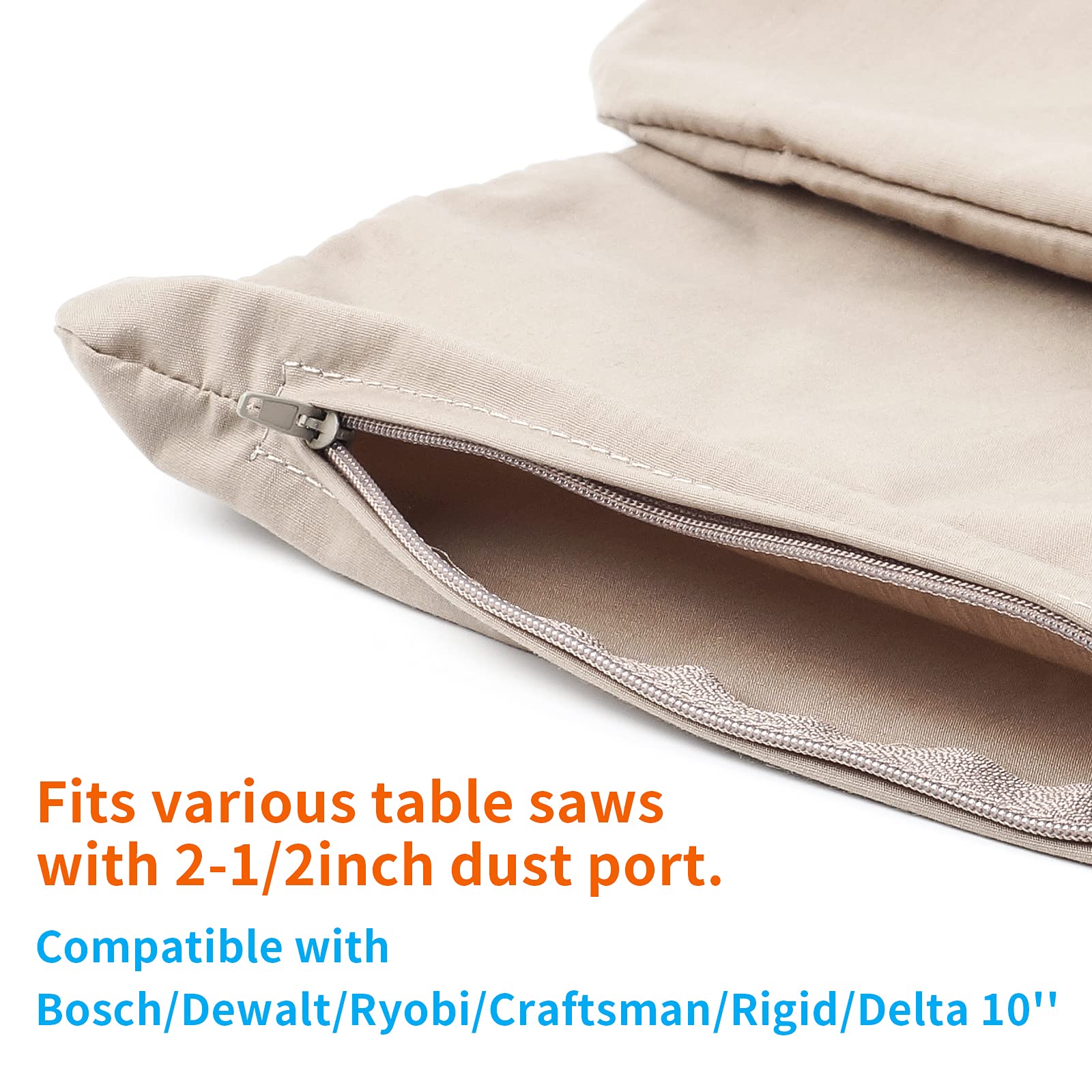Table Saw Dust Collector Bag Replacement for Bosch/Dewalt/Ryobi/Craftsman/RIGID/Delta/Porter Cable/Makita/Metabo/Kobalt/Skilsaw 10" Tablesaws with 2.5" Dust Port | 2 Pack