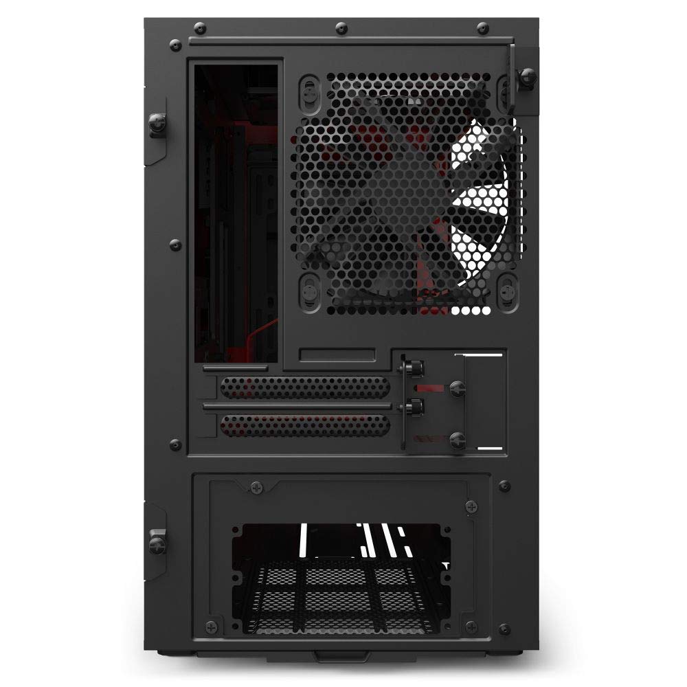 NZXT H210i - CA-H210i-BR - Mini-ITX PC Gaming Case - Front I/O USB Type-C Port - Tempered Glass Side Panel Cable Management - Water-Cooling Ready - Integrated RGB Lighting - Black/Red