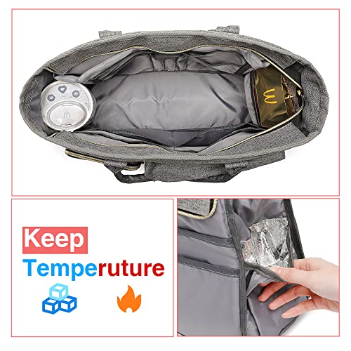 Rabjen Diaper Bag Tote, Travel Multifunction Baby Bag with Insulated Pockets Padded Sleeve for up to 15.7ββ Laptop
