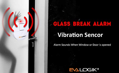 EVA LOGIK Modern Ultra-Thin Window Alarm with Loud 120dB Alarm and Vibration Sensors Compatible with Virtually Any Window, Glass Break Alarm Perfect for Home, Office, Dorm Room- 8 Pack