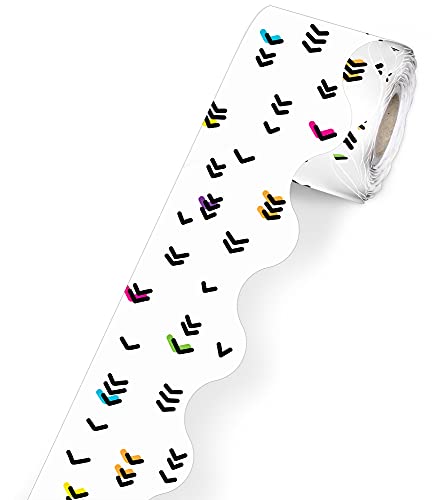 Carson Dellosa Kind Vibes Colorful Arrows Bulletin Board Borders, 36 Feet of Scalloped Rainbow Classroom Borders for Bulletin Board, White Board, Locker Decor, Desk Decor, and Classroom Decor