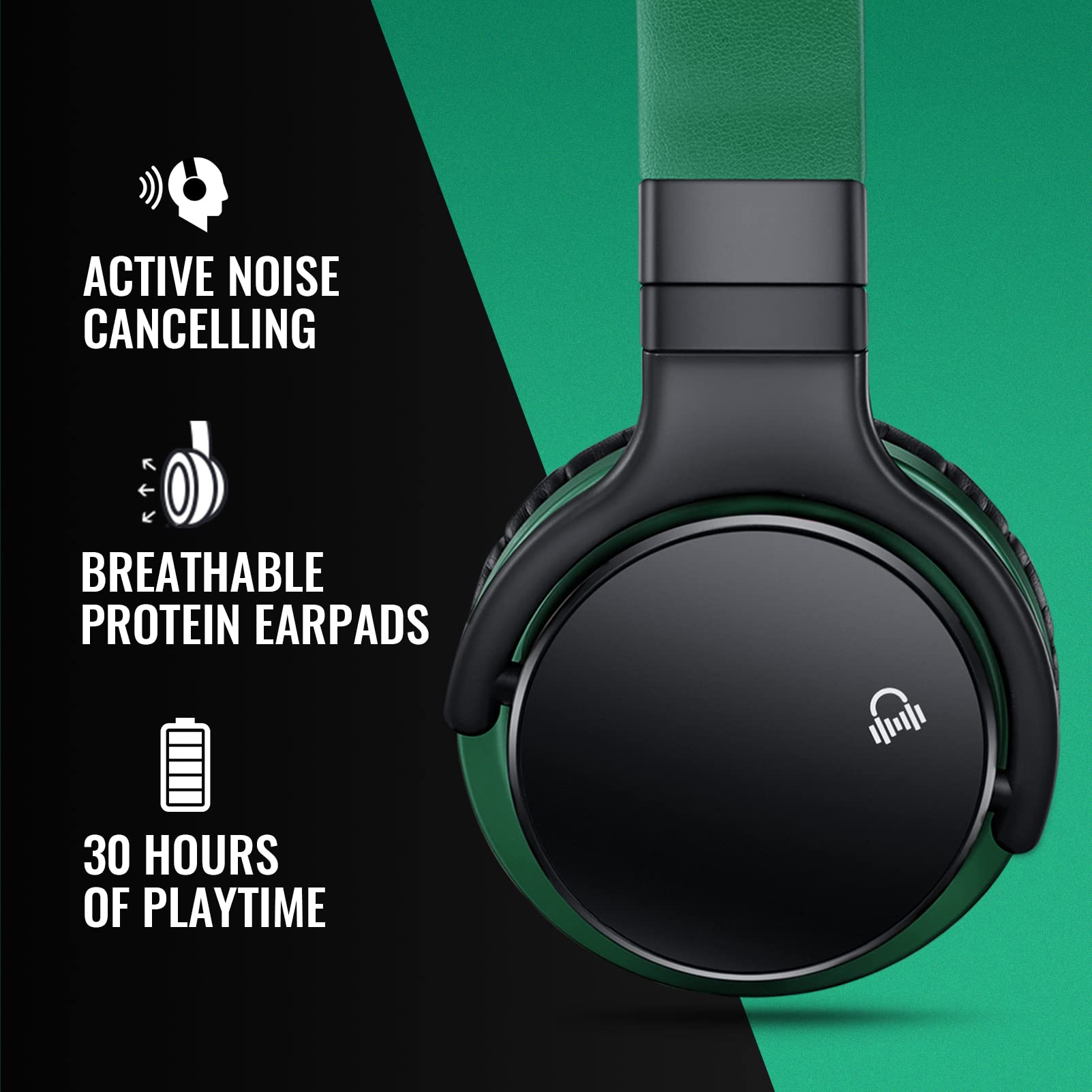 E7 Active Noise Cancelling Headphones Bluetooth Headphones Over Ear Wireless Headphones with Microphone Deep Bass, Comfortable Protein Earpads, 30HPlaytime for Travel/Work, Forest Green1