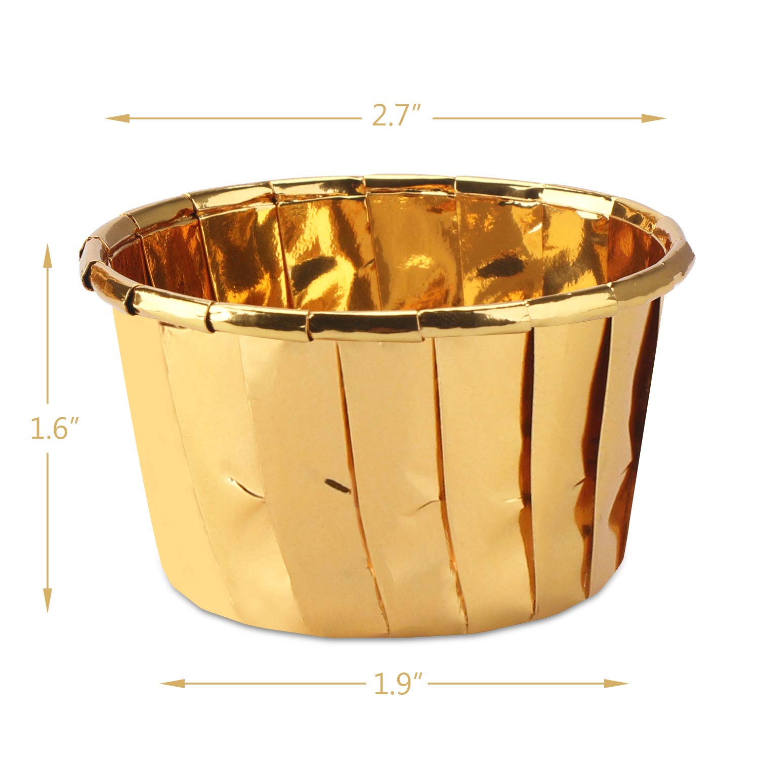 EUSOAR Gold Cupcake Cups, 3.5 Oz 50pcs Disposable Foil Muffin Liners, Gold Cupcake Baking Cups, Ramekin Aluminum Cupcake Tip Pan Ramekin Holders, Little Baking Cups