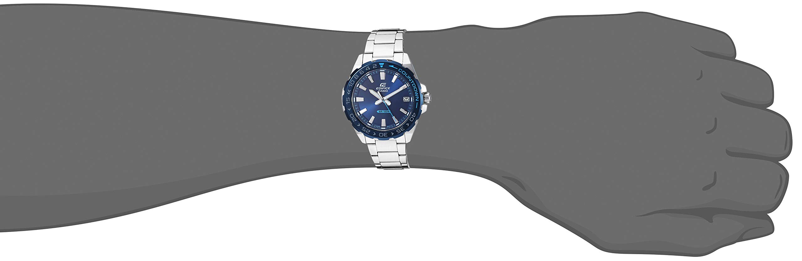 Casio Men's Edifice Quartz Stainless-Steel Strap, Silver, 21 Casual Watch (Model: EFV-120DB-2AVCR)