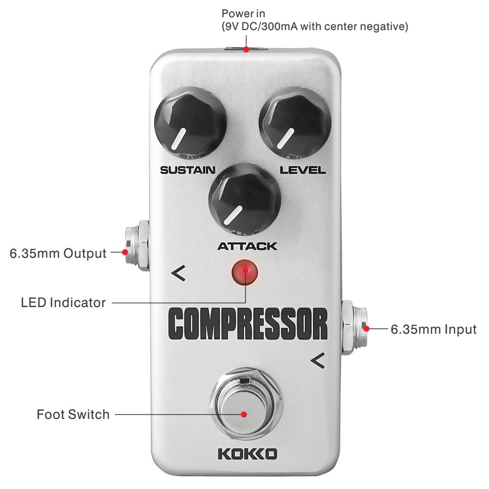 COREYSUN Compressor Guitar Pedal, Mini Effect Processor Fully Analog Circuit Universal for Guitar and Bass, Exclude Power Adapter - KOKKO (COMPRESSOR)(FCP-2)