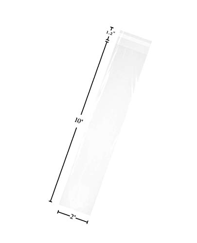 Clear Self Sealing Cellophane Bags 2" x 10" Cookie Bags 100 Pack for Bakery, Cookies, Pretzel, Gifts and Treats (2"x10")…