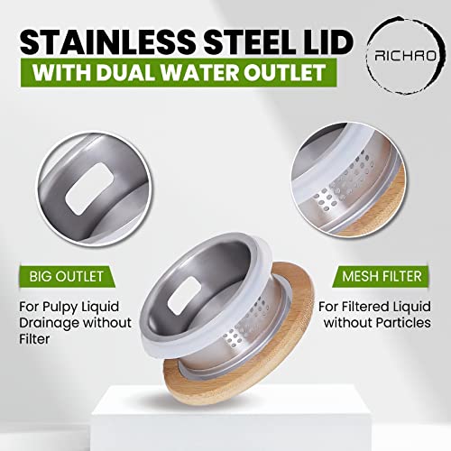 Richro Glass Pitcher with Lid - Elegant Glass Water Carafe with Lid - Durable & Sturdy Glass Water Pitcher - 55 Oz Heat Resistant Glass Carafe for Hot/Cold Beverages, Coffee,Juice, Iced Tea Pitcher,