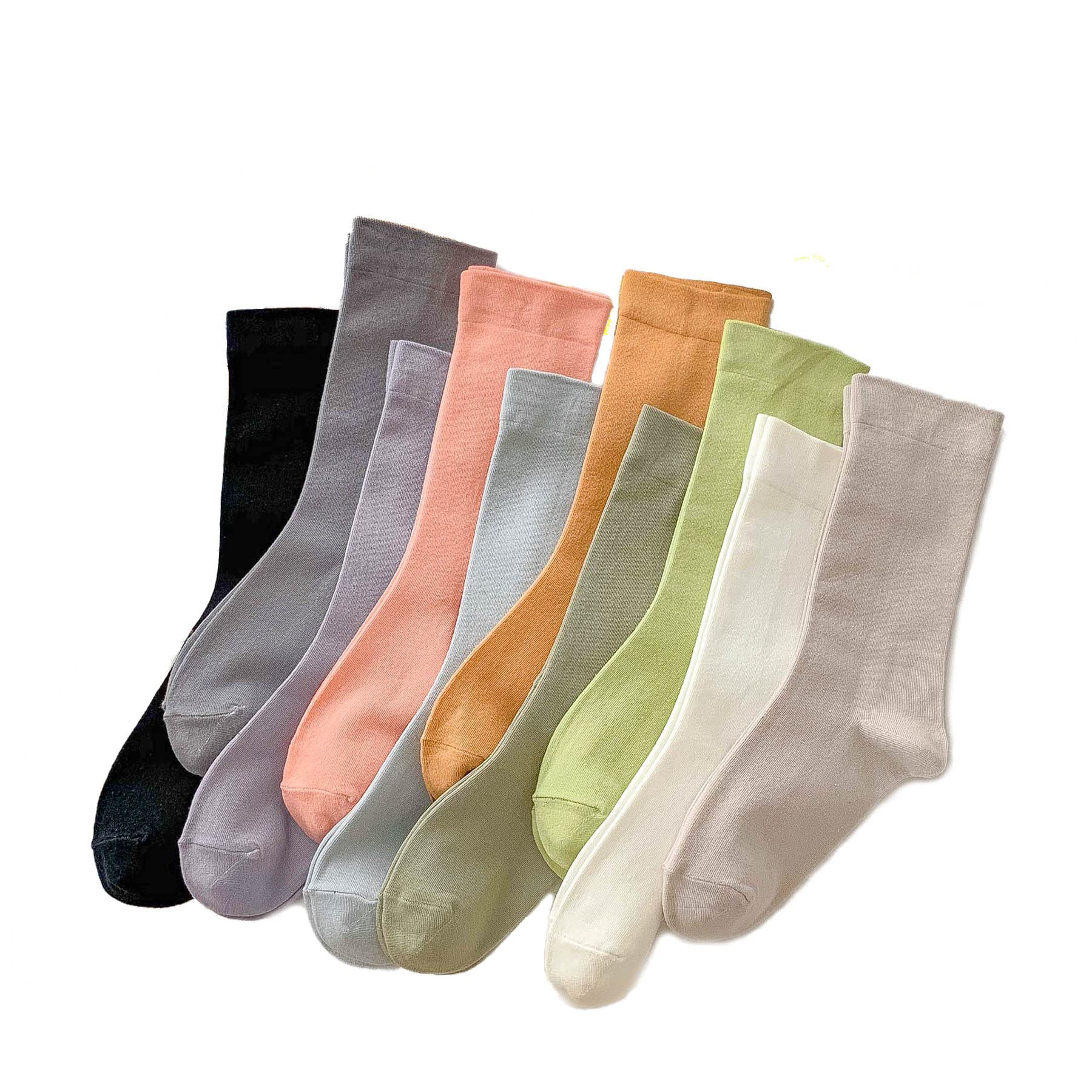 CROMIITSM 10 Pairs Morandi Casual Cotton Socks for Women, Soft Bootie Above Ankle Crew Socks, Breathable Socks for Girls