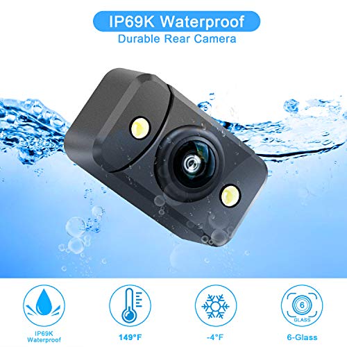 DALLUX Wireless Backup Camera with Stable Digital Signal,5 Inch Monitor+HD 1080P Front/Rear View Night Vision Waterproof Camera for Car,Pickup,Truck,RV,SUV,Van,Camper License Plate Easy Installation