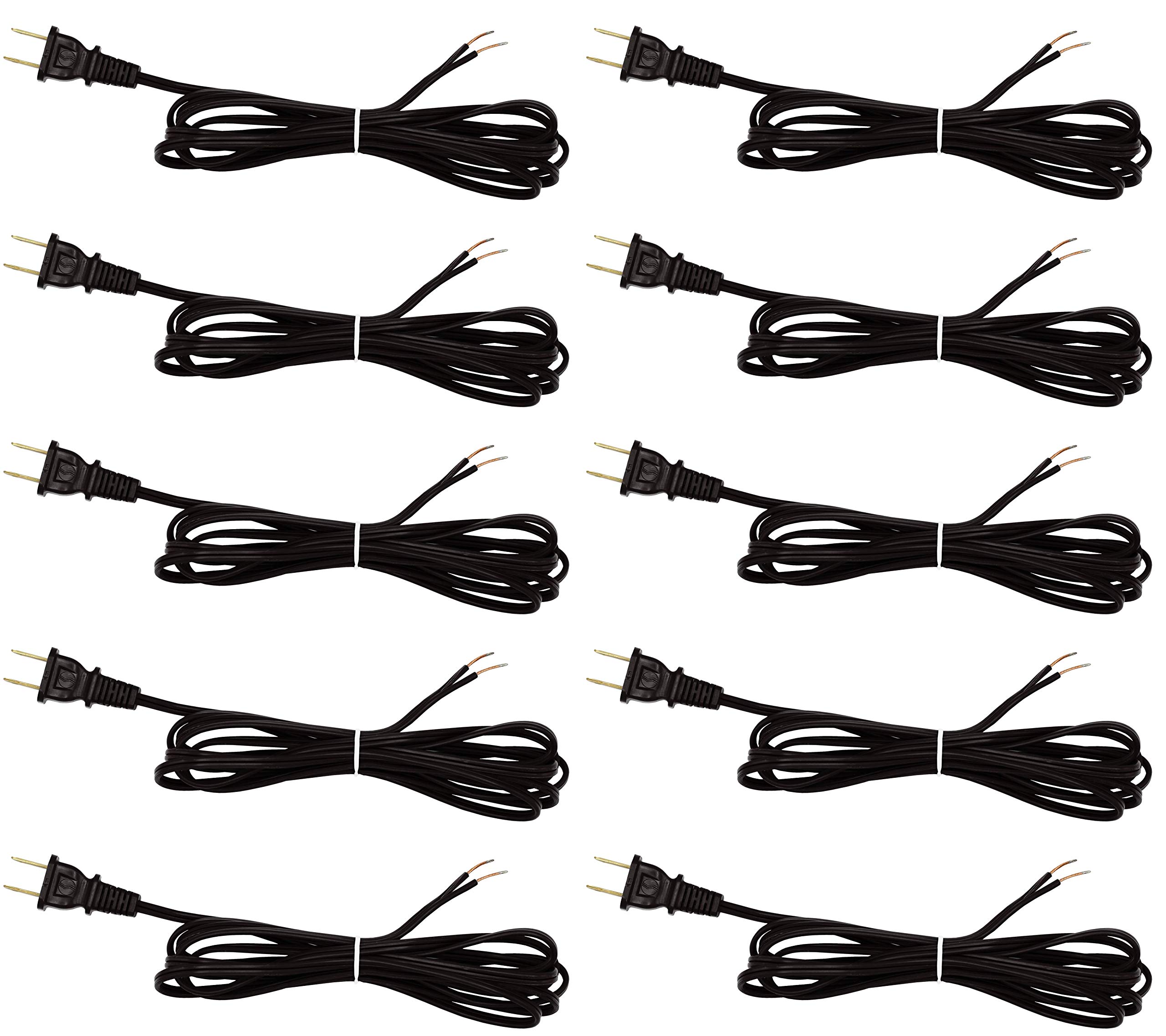 Creative Hobbies Black Lamp Cord, 8 Foot Long, Replacement Lamp Cord Lamp Repair Part, 18/2 SPT-1 Wire, UL Listed (10)