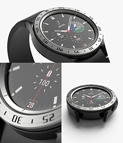 Ringke Inner Bezel Styling Compatible with Samsung Galaxy Watch 4 Classic 42mm, Stainless Steel Anti-Scratch Inner Bezel Ring Protective Cover - 42-IN-03 (ST) Silver