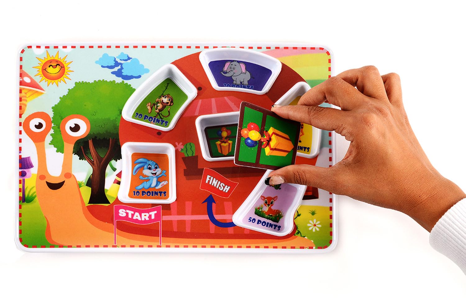 K'ONIJO Kids Divided Plate. Fun Game Tray With 5 Food Portions & 1 Extra for Surprise. Compatible With Picky Eater Toddler. Eat, Play, Win (Joy)
