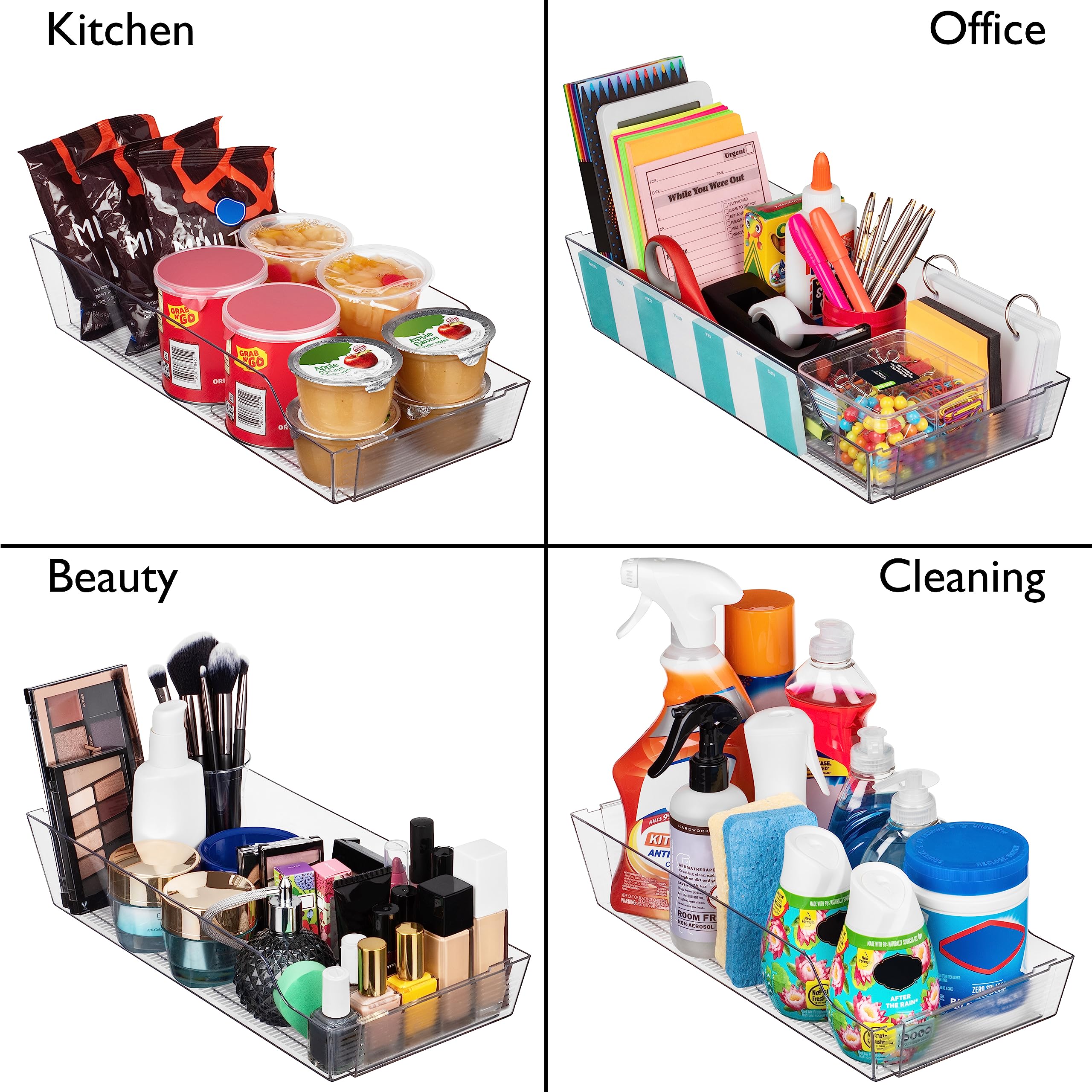 ClearSpace Adjustable Can Organizer for Refrigerator - Expandable Soda Can Dispenser Design Fits Most Cabinets, Pantries, & Refrigerators - Organize Beverages, Soup, & Canned Goods Easily, 4 Pack