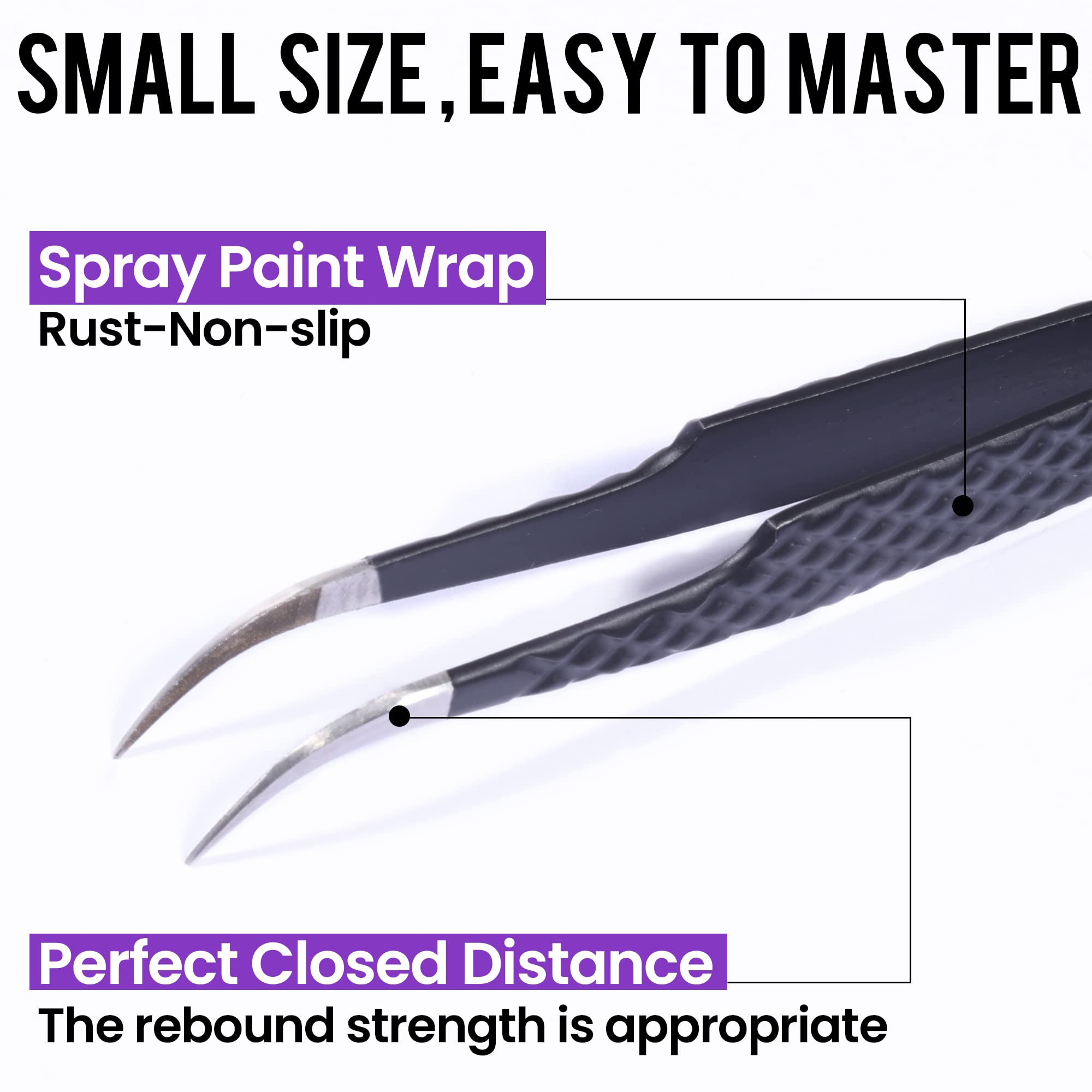 Fiber Tip Lash Tweezers For Eyelash Extension 4 Pcs Tweezers Professional Artist Tech Work Kit Tools,Best Volume Eyelash Lashes Extensions Precision Supplies Volume Boot 90 45 Degree(Black)