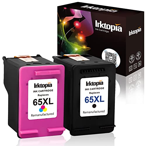 Inktopia Remanufactured Replacement for HP 65 65XL (1 Black 1 Tricolor) Ink Cartridges for HP Envy 5055 5052 5058 Deskjet 3755 2652 2655