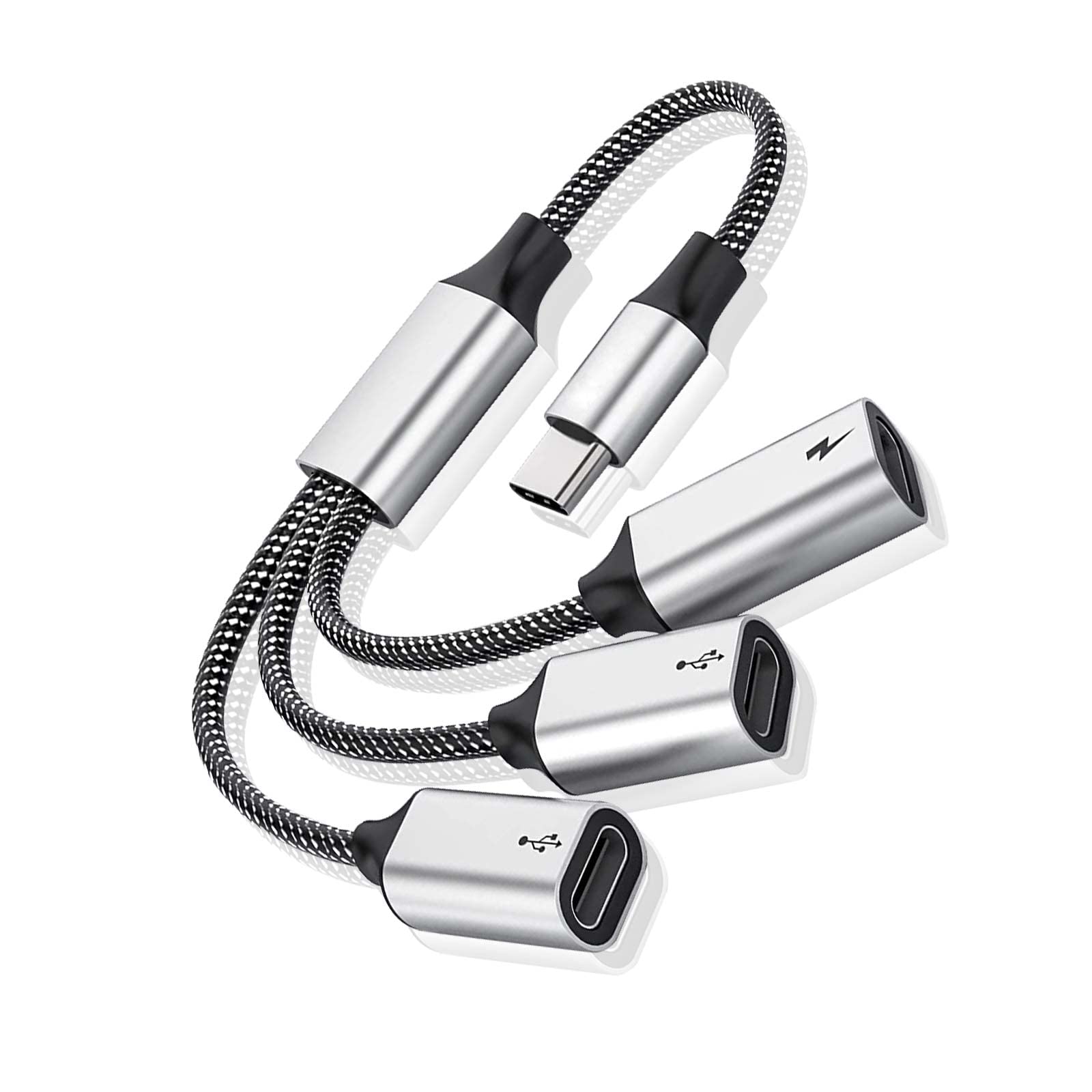 Fidioto USB C Male to Three USB C Female Cable Adapter, 3-in-1 USB C to USB C Female Adapter for Mac,Xbox One Series X/S,PS4,PS5,Laptop