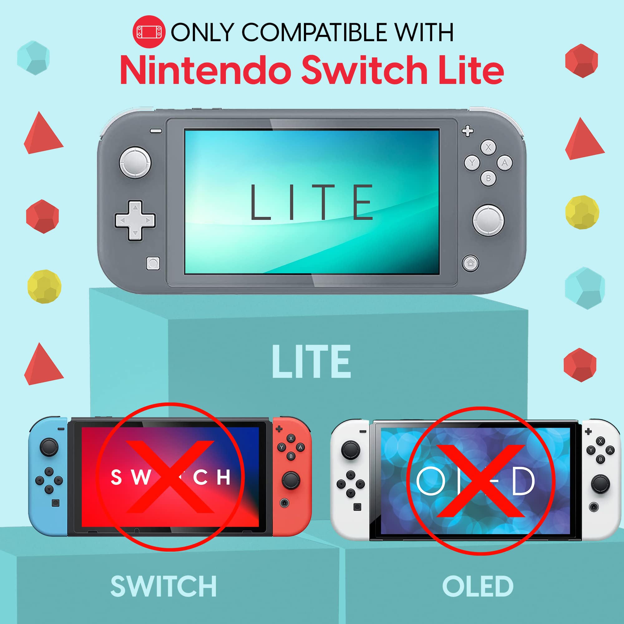 TALK WORKS Screen Protector Compatible with Nintendo Switch Lite - Scratch, Crack, and Shatter Resistant-Ultra-Thin HD Touchscreen Tempered Glass, See-Through Cover & Easy Installation (Pack of 3)