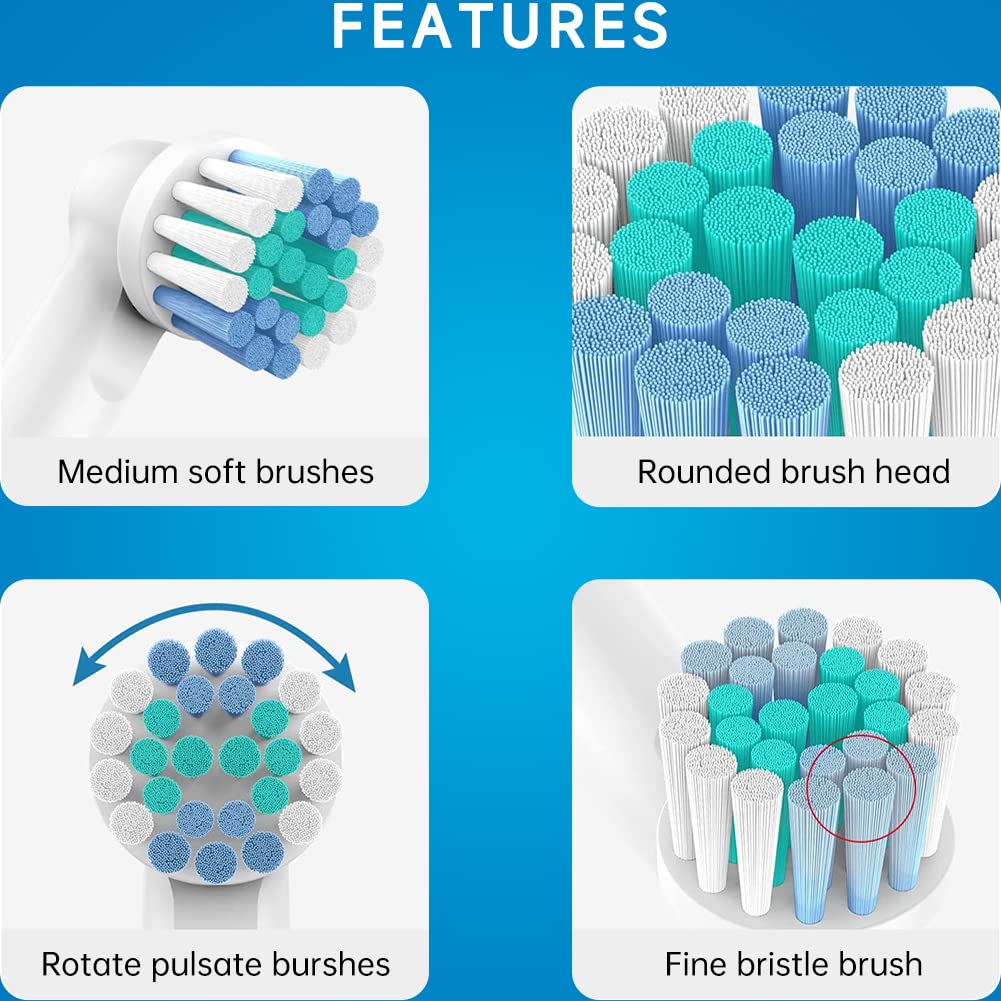 Electric Toothbrush Replacement Heads 8 Pack Compatible with Oral B Braun Electric Toothbrush Replacement Heads Adult Precision Types Clean Electric Toothbrush Head